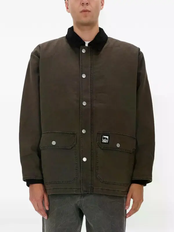 Obey Logo-patch Jacket With Corduroy-collar