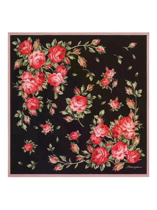 Dolce & Gabbana Floral-print Scarf - Black
