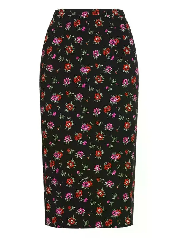 Dolce & Gabbana Floral Print Midi Skirt - Black