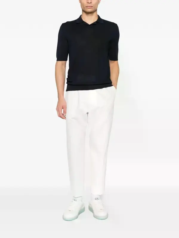 Eleventy Knitted Cotton Polo-collar T-shirt