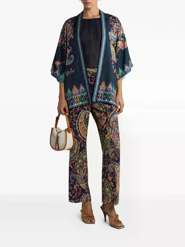 Etro Floral Paisley Bootcut Trousers - Blue