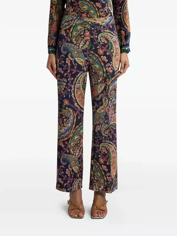 Etro Floral Paisley Bootcut Trousers - Blue