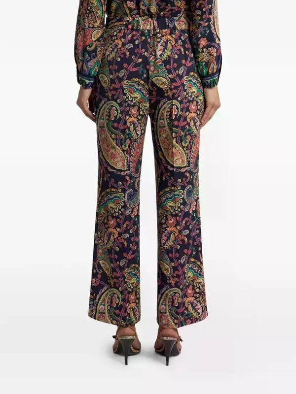 Etro Floral Paisley Bootcut Trousers - Blue