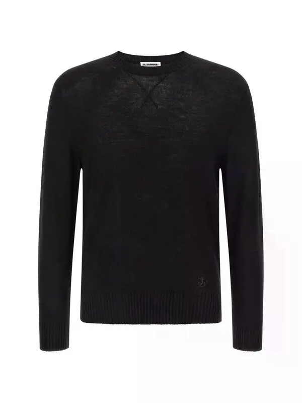 JIL SANDER Logo-embroidered Crew-neck Sweater - Black