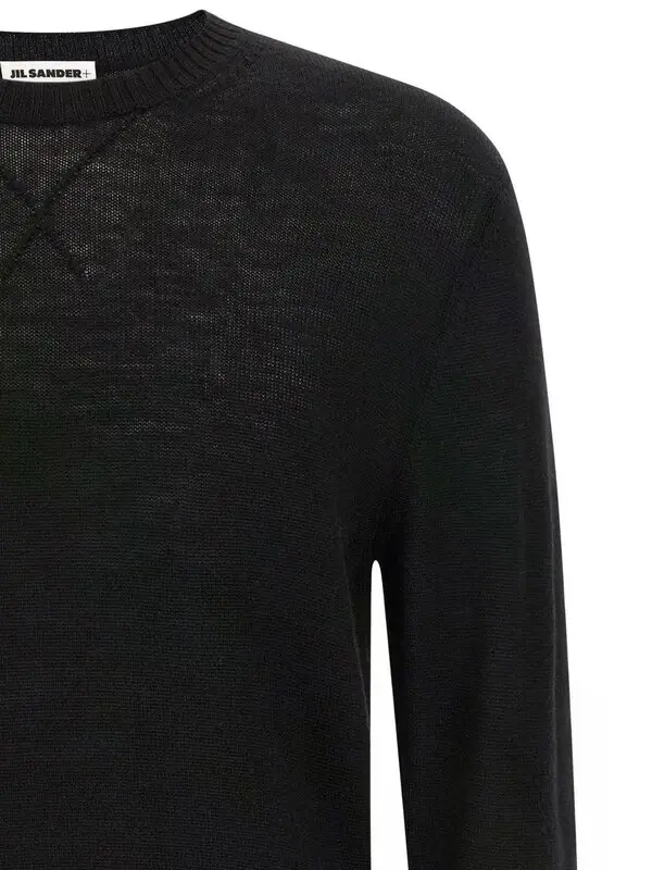 JIL SANDER Logo-embroidered Crew-neck Sweater - Black