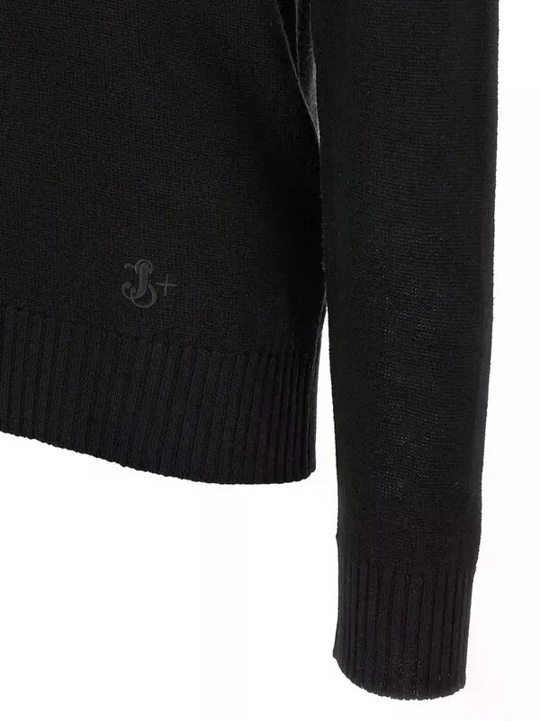JIL SANDER Logo-embroidered Crew-neck Sweater - Black