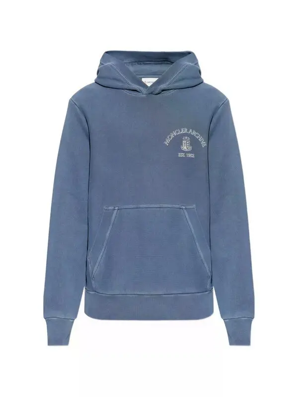 Moncler Logo Detail Hooded Sweatshirt - Blue