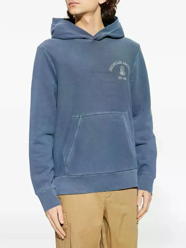 Moncler Logo Detail Hooded Sweatshirt - Blue