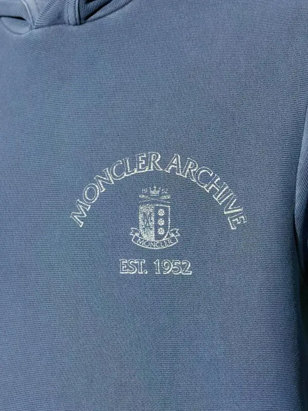 Moncler Logo Detail Hooded Sweatshirt - Blue