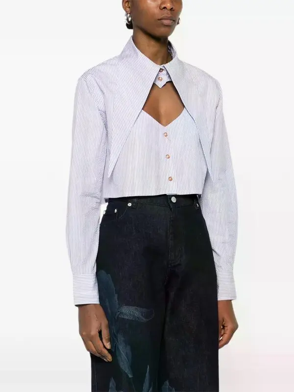 VIVIENNE WESTWOOD Seersucker Stripe Crop Shirt
