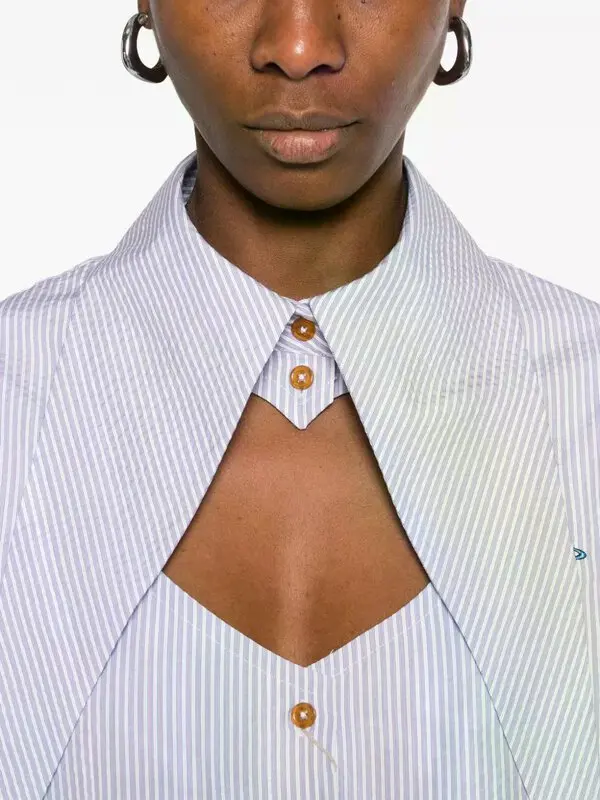 VIVIENNE WESTWOOD Seersucker Stripe Crop Shirt