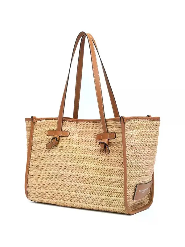 GIANNI CHIARINI Straw-effect Tote Bag - Neutrals