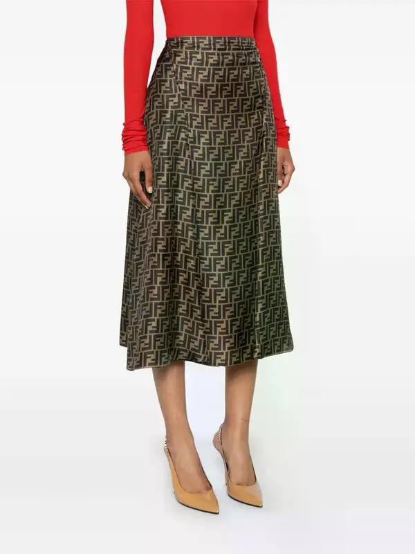 Fendi Ff-pattern Print Midi Skirt