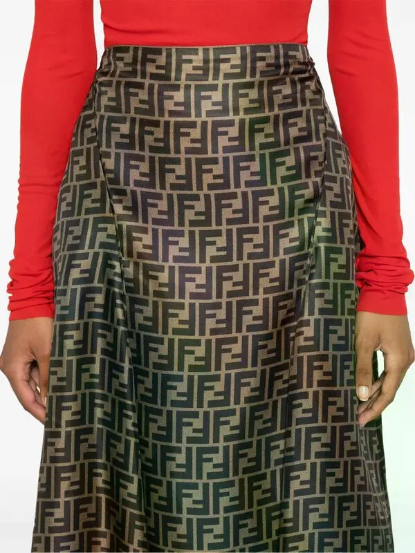 Fendi Ff-pattern Print Midi Skirt