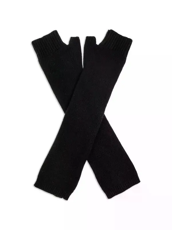 GANNI Fingerless Knitted Gloves - Black