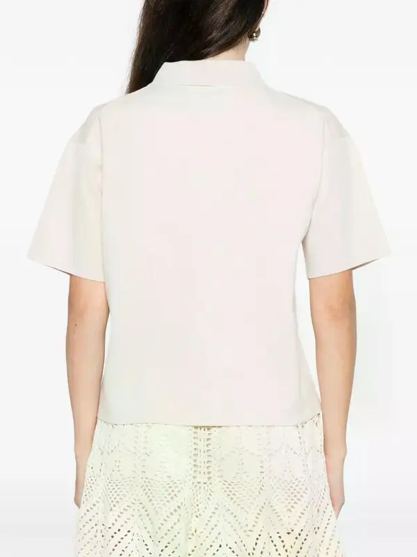FORTE_FORTE Tie Knit Polo Top - Neutrals