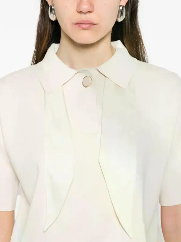 FORTE_FORTE Tie Knit Polo Top - Neutrals