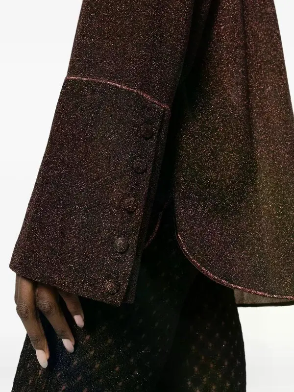 Oseree Lumière Button Trim Shirt - Brown
