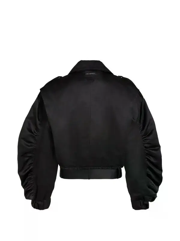 Karl Lagerfeld Ruched Satin Bomber Jacket - Black