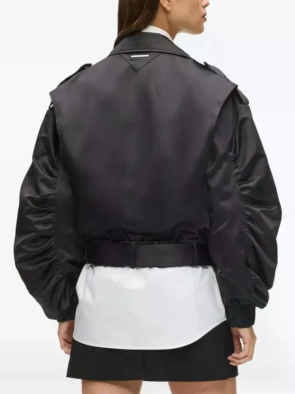Karl Lagerfeld Ruched Satin Bomber Jacket - Black
