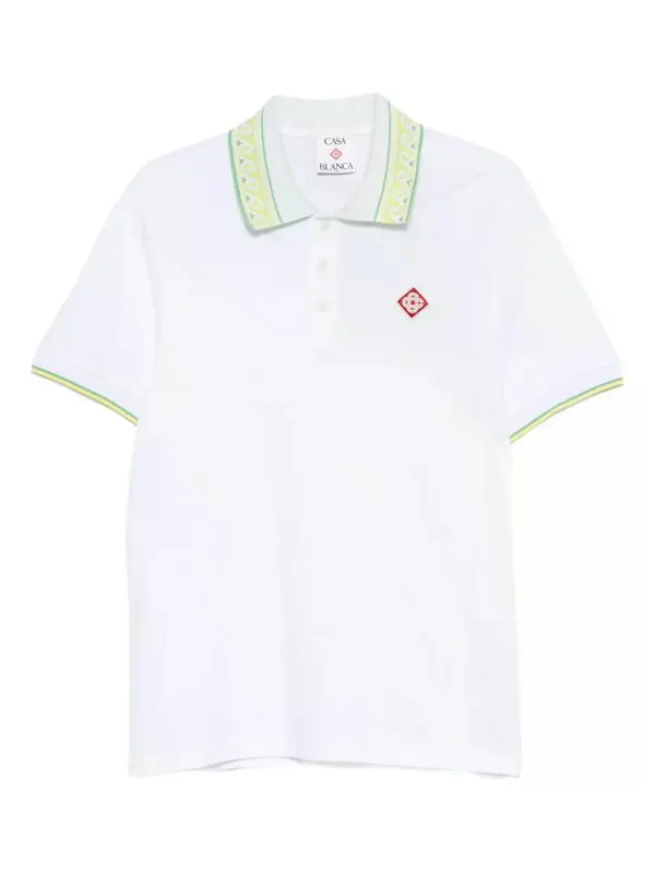 Casablanca Laurel Trim-collar Polo Shirt - White
