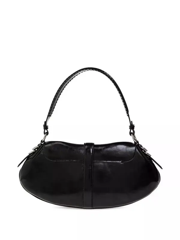 GANNI Logo-buckle Shoulder Bag - Black