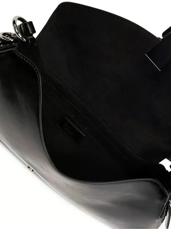 GANNI Logo-buckle Shoulder Bag - Black