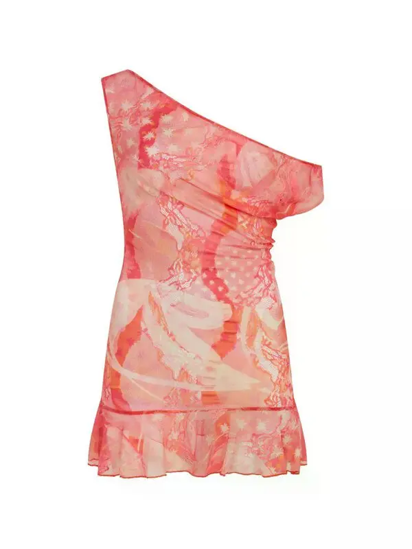 DONDE ESTEBAN Lace One-shoulder Mini Dress