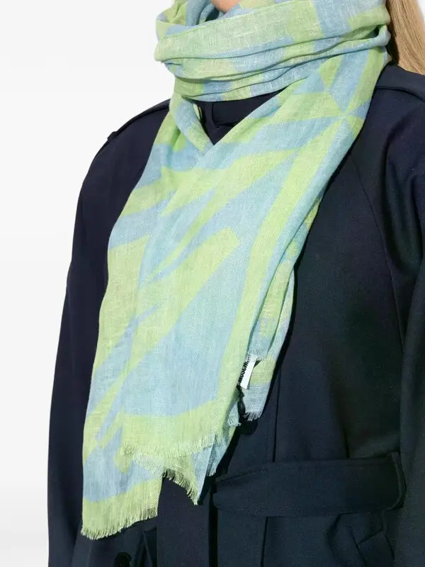 Moschino Geometric-print Linen Scarf - Blue
