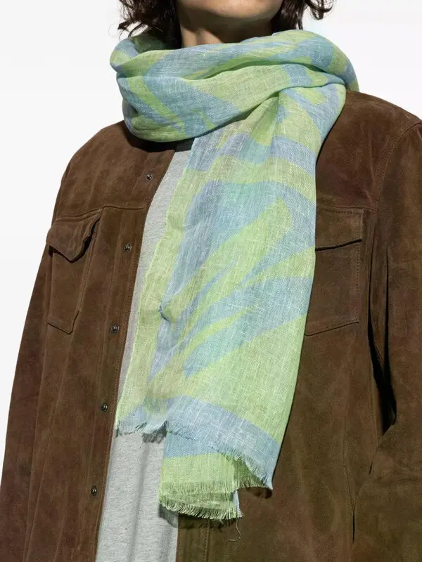 Moschino Geometric-print Linen Scarf - Blue