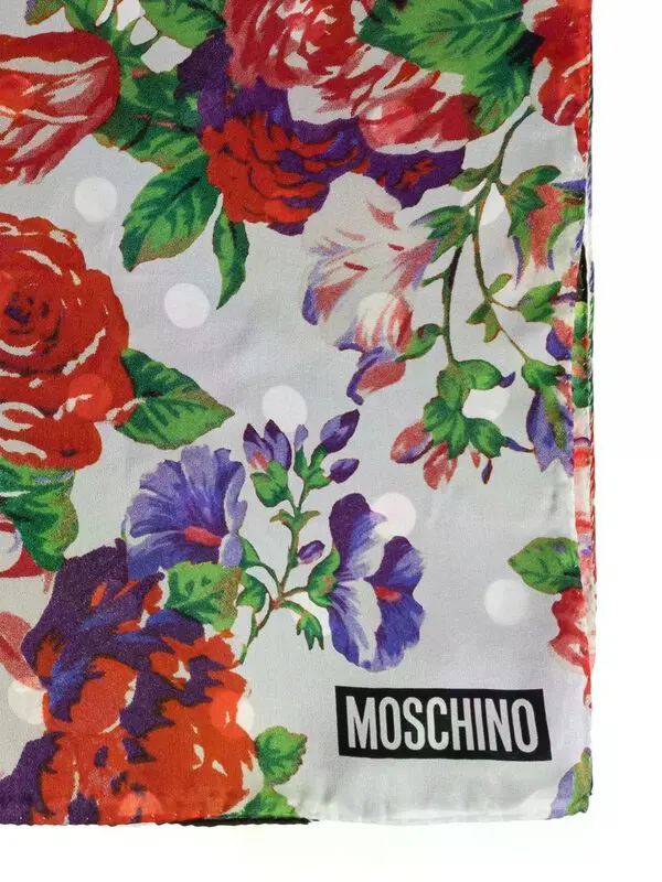 Moschino Floral-print Polka-dot Scarf