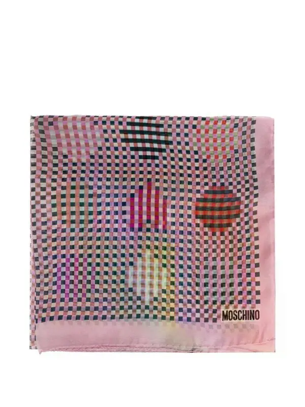 Moschino Chequered Silk Scarf - Pink