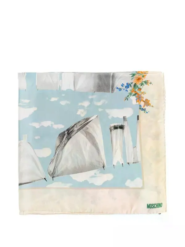 Moschino Floral-print Silk Scarf - Neutrals