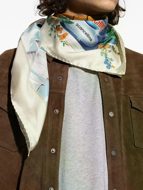 Moschino Floral-print Silk Scarf - Neutrals