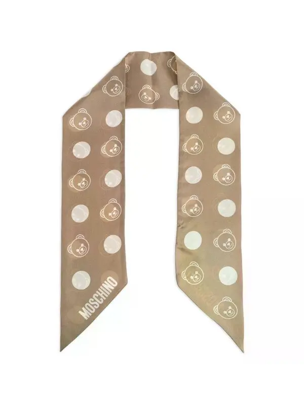 Moschino Teddy Bear Silk Scarf - Neutrals