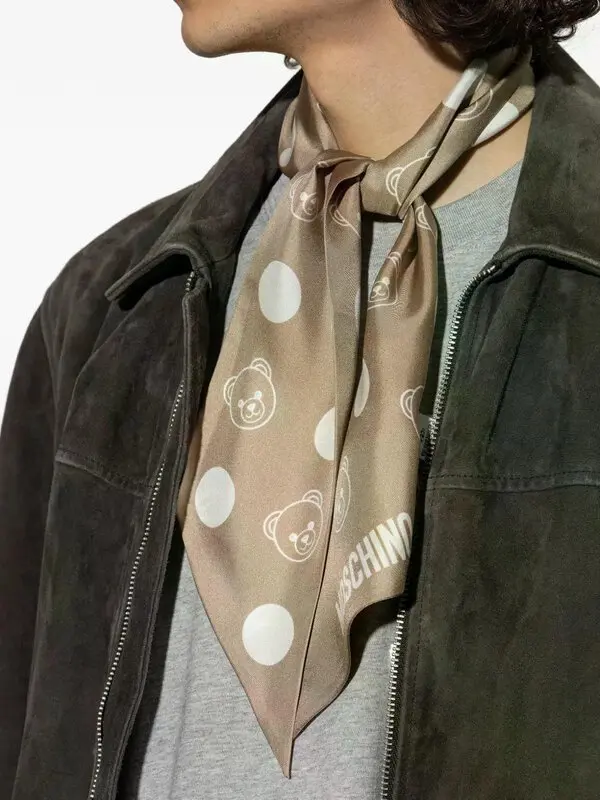 Moschino Teddy Bear Silk Scarf - Neutrals