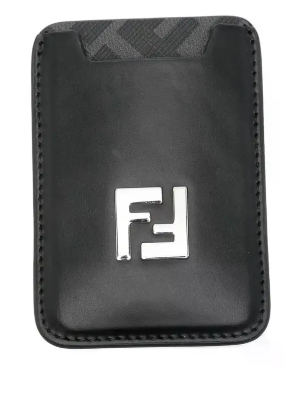Fendi Logo-plaque Leather Cardholder - Black