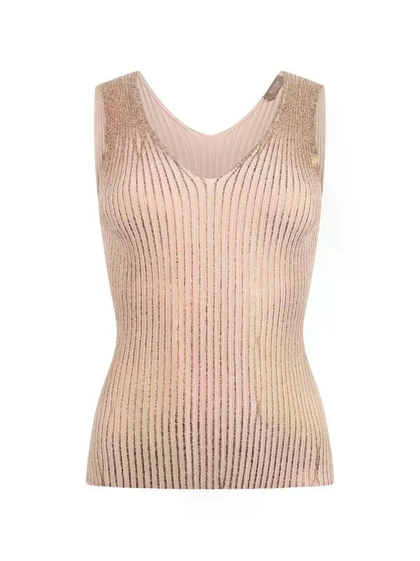Peserico Metallic V-neck Top