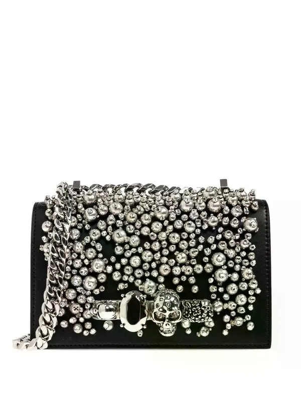 Alexander McQueen Jewelled Skull Chain Cross Body Bag - Black