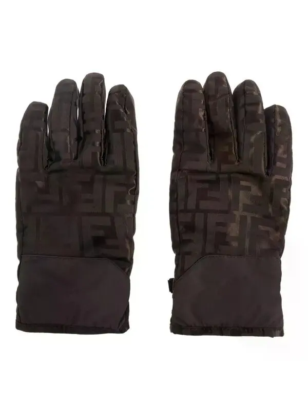 Fendi Monogram Gloves - Brown
