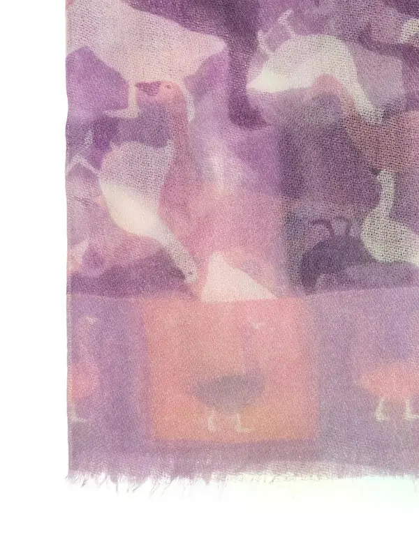 Moschino Fringed Animal-print Scarf - Purple