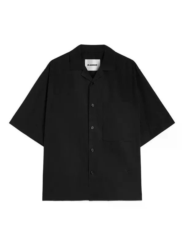JIL SANDER Patch Pocket Cotton Poplin Shirt - Black
