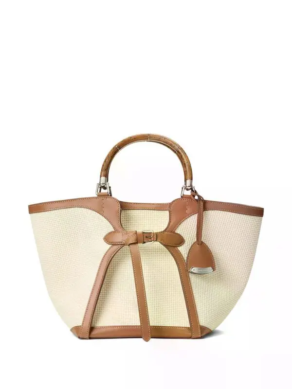 Ralph Lauren Wooden Leather-trimmed Tote - Neutrals