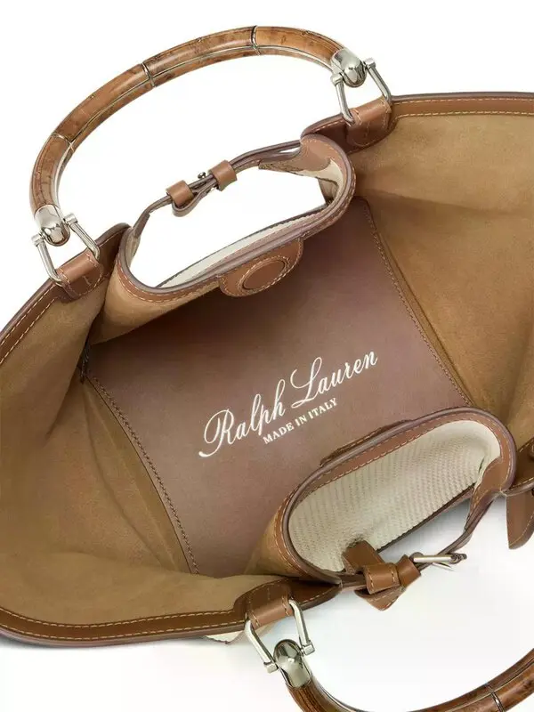 Ralph Lauren Wooden Leather-trimmed Tote - Neutrals