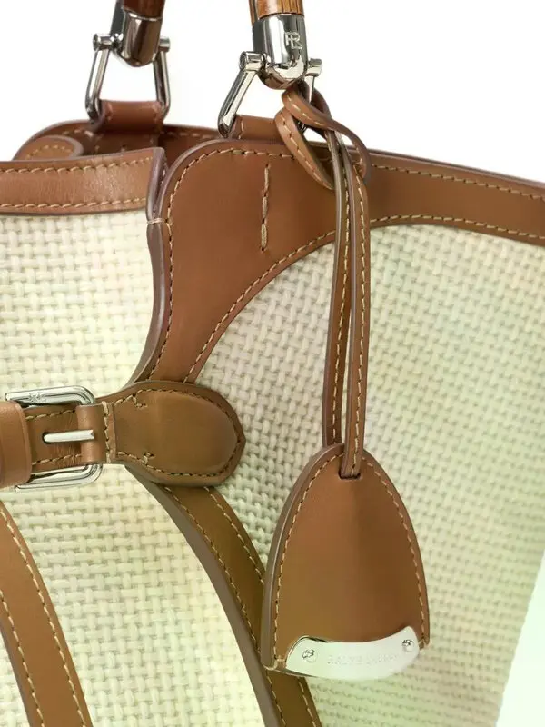 Ralph Lauren Wooden Leather-trimmed Tote - Neutrals