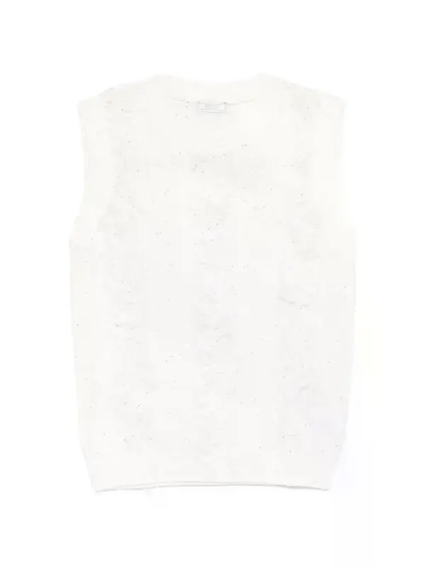 Peserico Knitted Vest With Sequins - White