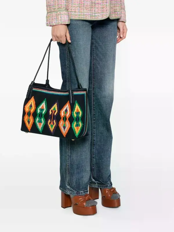 Etro Medium Canvas Libra Tote Bag With Embroidery - Blue