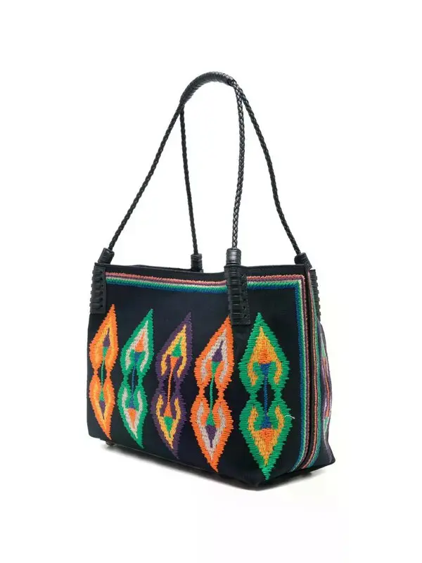 Etro Medium Canvas Libra Tote Bag With Embroidery - Blue