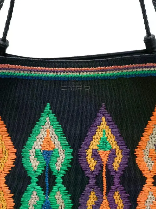 Etro Medium Canvas Libra Tote Bag With Embroidery - Blue