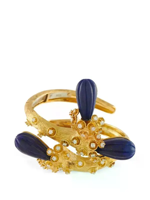 David Webb 18k Yellow Diamond And Lapis Lazuli Bracelet - Gold